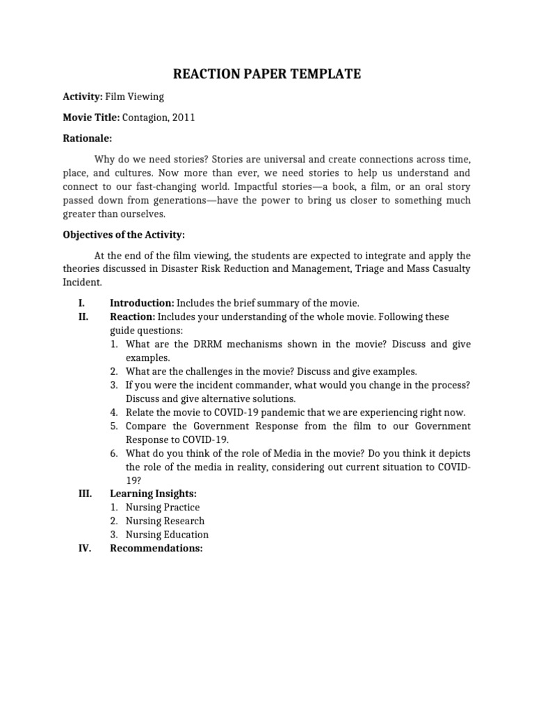 Reaction Paper Template | PDF