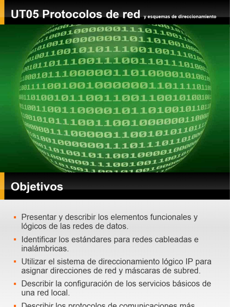 UT05 - Protocolos de Red y Esquemas de Direccionamiento | PDF | Yo Pv6 | Dirección IP