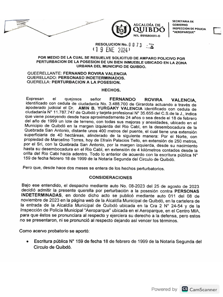 Resolucion Concede Amparo Policivo Inmediato | PDF