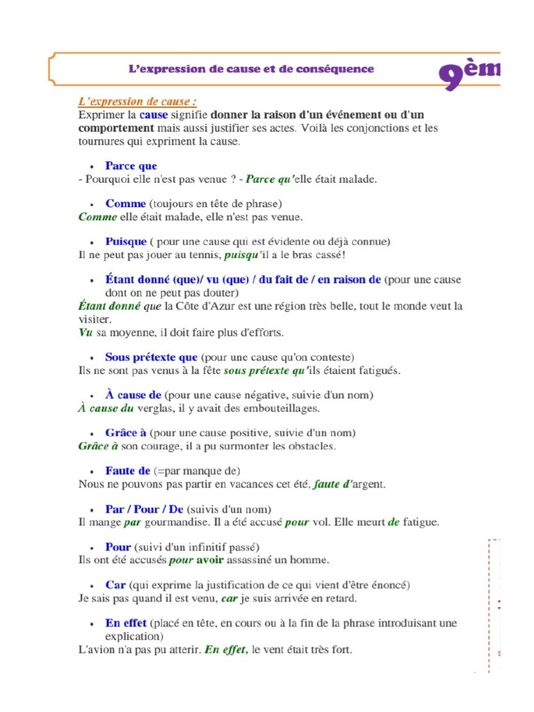 L'expression de La Cause Et de La Conséquence | PDF