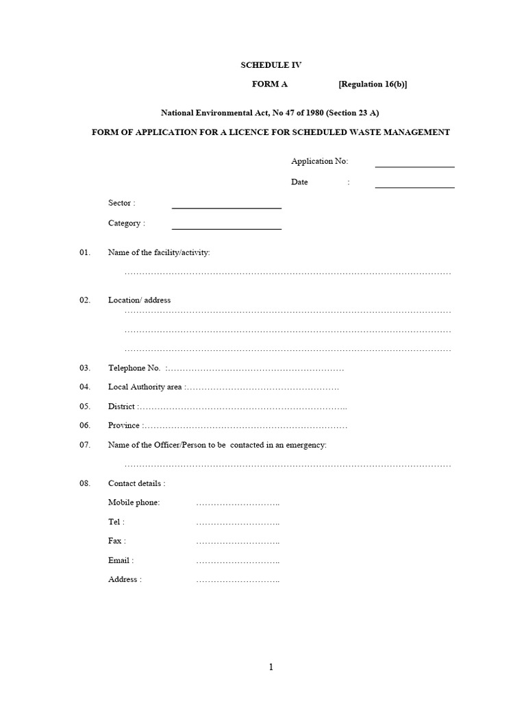 Waste Management Licence Application Form | PDF | Pollution | Waste