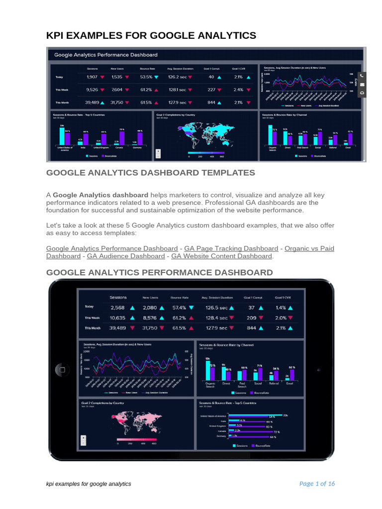 5 Kpi Examples For Google Analytics | PDF | Performance Indicator | Analytics