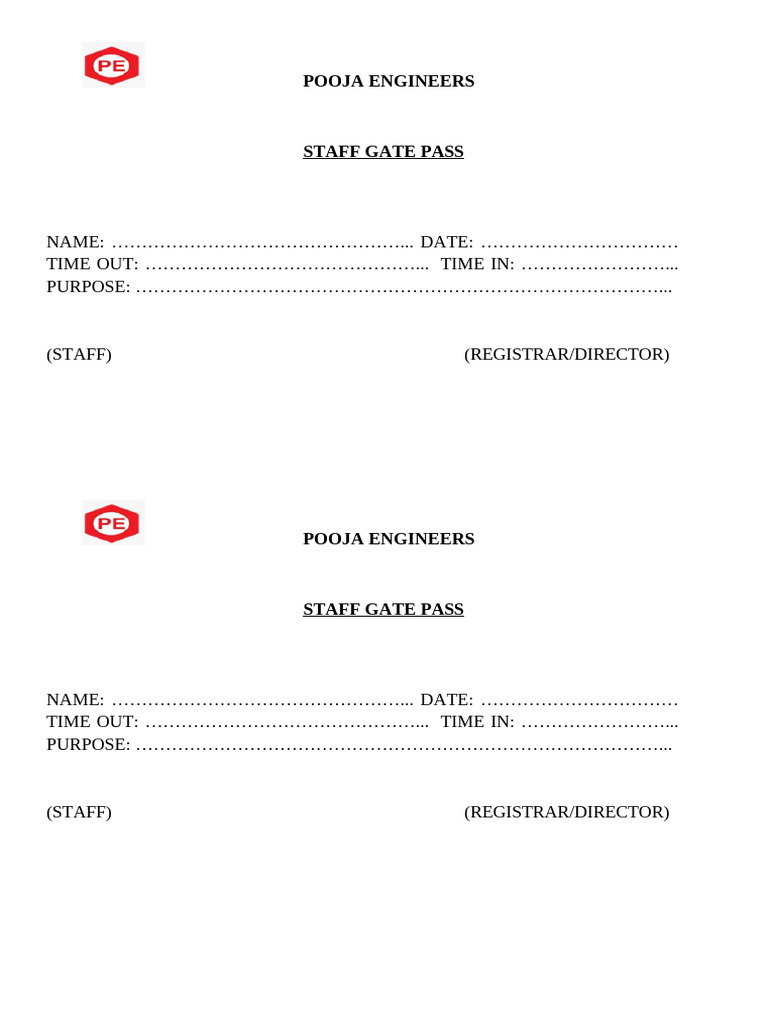 Staff Gate Pass | PDF