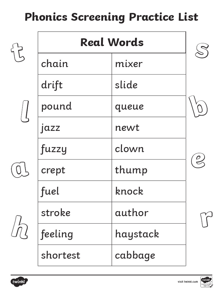 Phonics Screening Practice List 2 | PDF