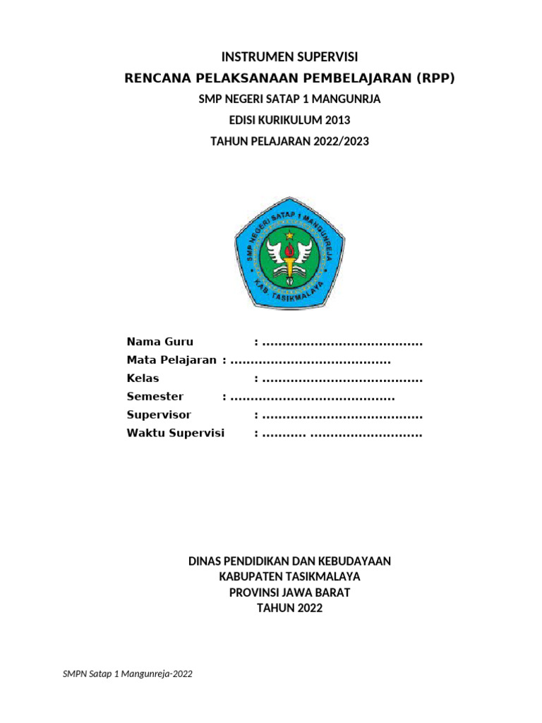 Instrumen Supervisi RPP Revisi KS-N.Evi S 2022 | PDF