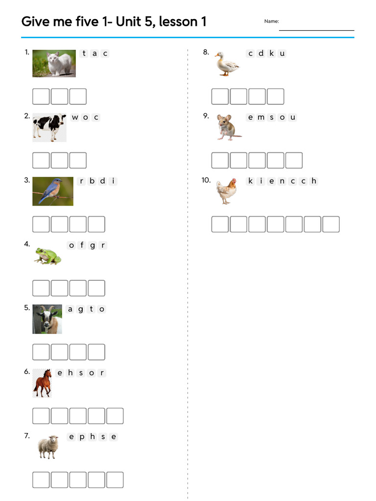 Give Me Five 1 Unit 5 Lesson 1 Anagram | PDF