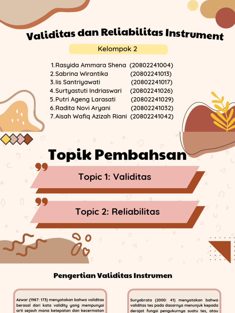 Validitas Dan Reliabilitas Instrument | PDF