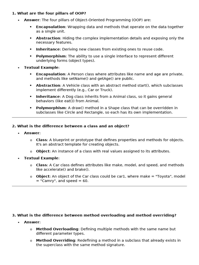 Oops Interview Questions Pdf Method Computer Programming Class Computer Programming