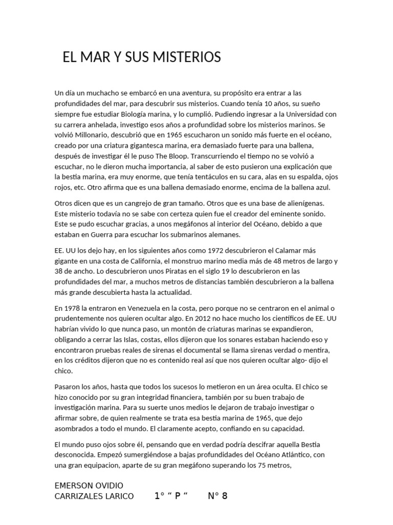 El Mar y Sus Misterios | PDF