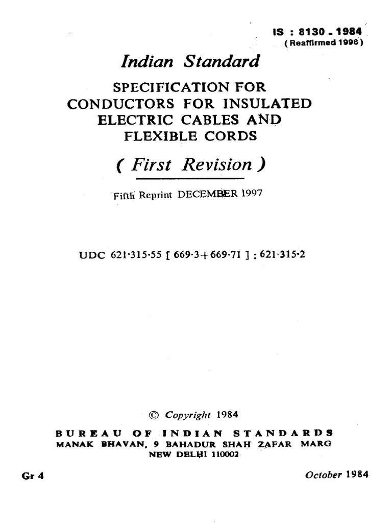 3-IS-8130 (Specification For Conductors For Insulated Electric Ca | PDF ...