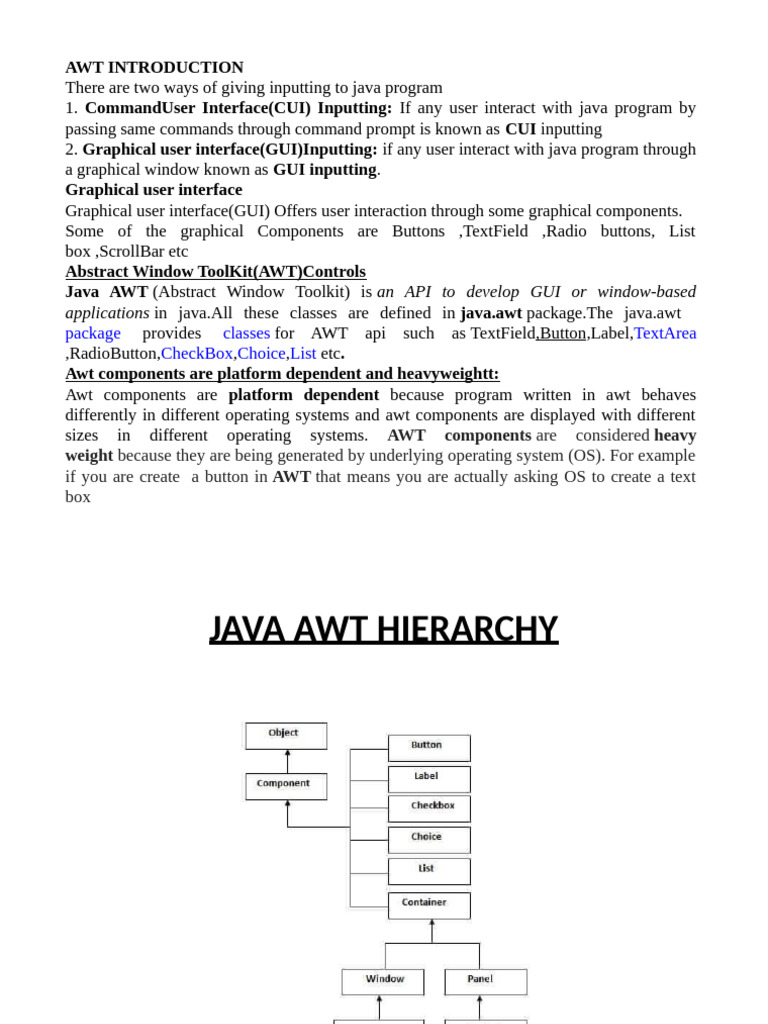 Awt Introduction Java | PDF | Software | Graphical User Interfaces