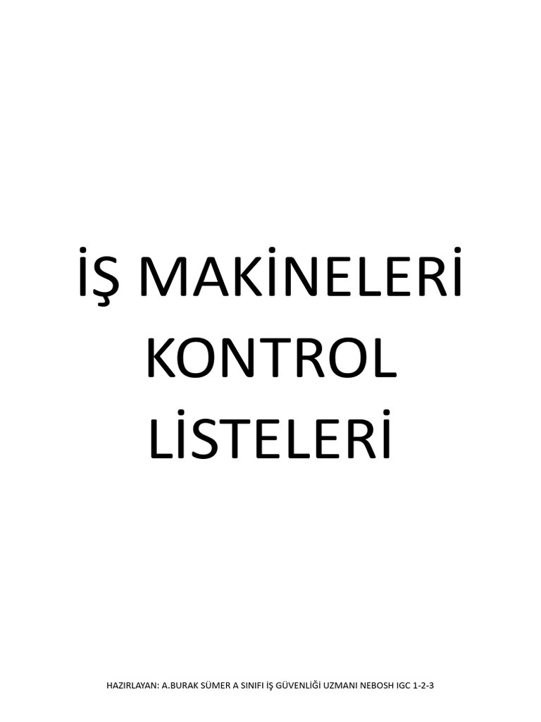 Makineleri G Venlik Kontrol Listeleri 1705420299 | PDF