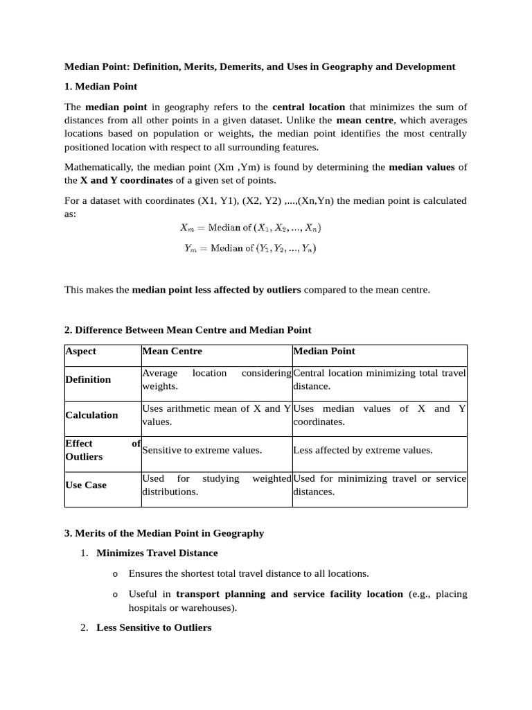 Median Point in Quantity Geography All Steps | PDF | Mean | Median
