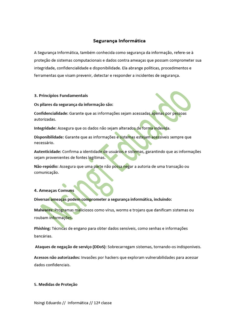 Segurança Informática: Princípios e Ameaças | PDF | Segurança ...