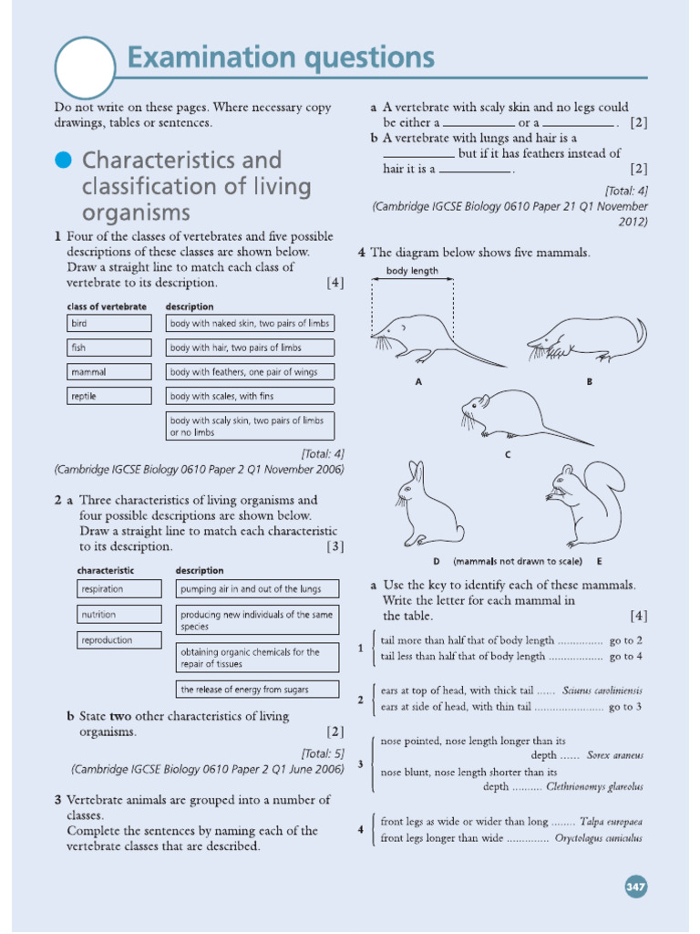 Worksheet - Classification (IGCSE) | PDF