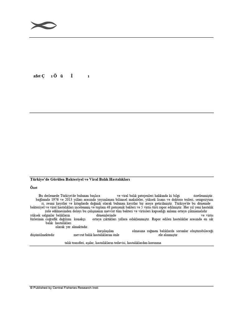 RV-Bacterial and Viral Fish Diseases in Turkey | PDF | Virus | Infection