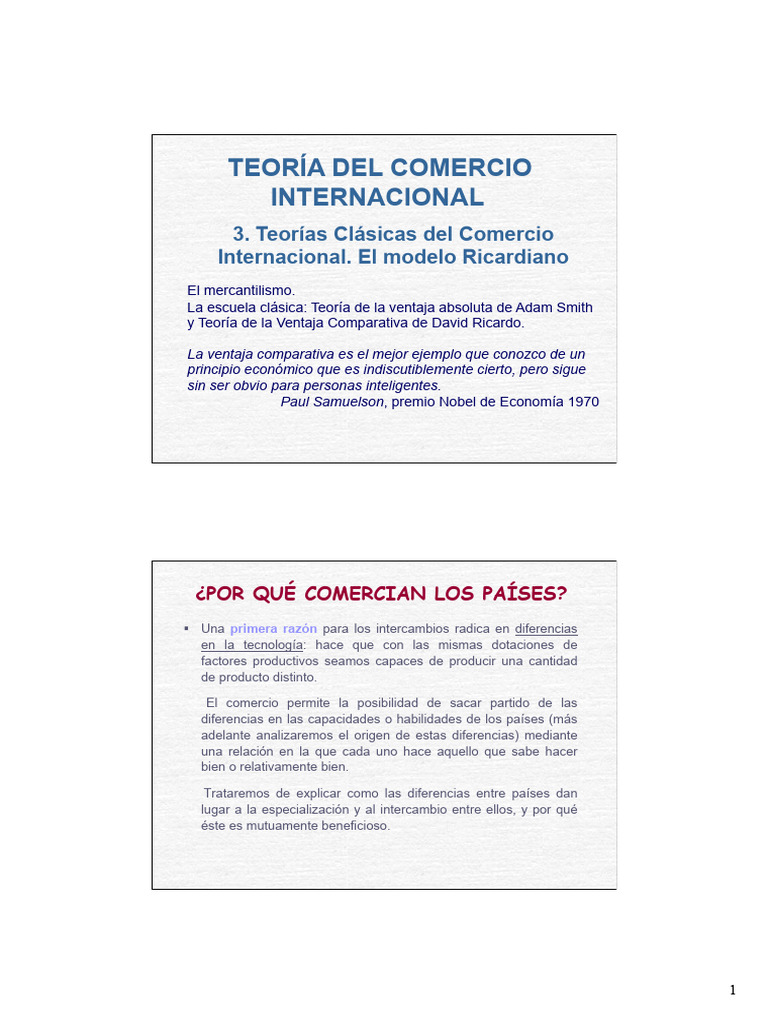 TEMA 3. PARTE 1 - Teorias Clasicas Del Comercio | PDF | Mercantilismo | El comercio internacional