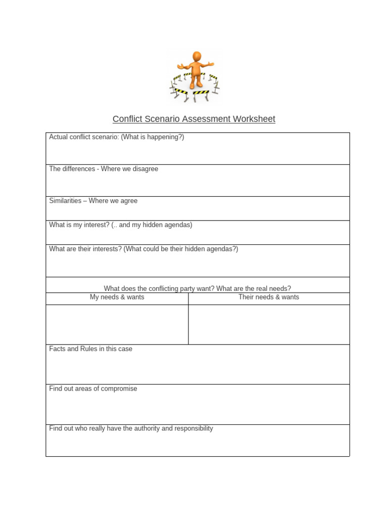 Conflict Scenario Assessment Worksheet | PDF
