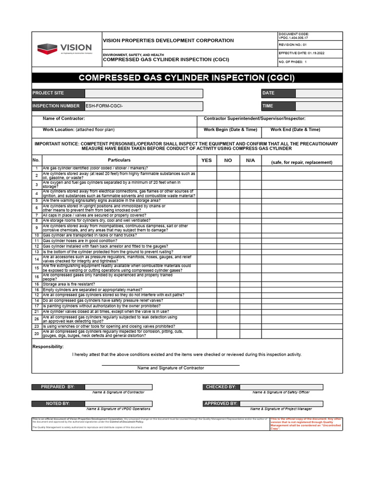 Compressed Gas Cylinder Inspection Guide | PDF | Mechanical Engineering ...
