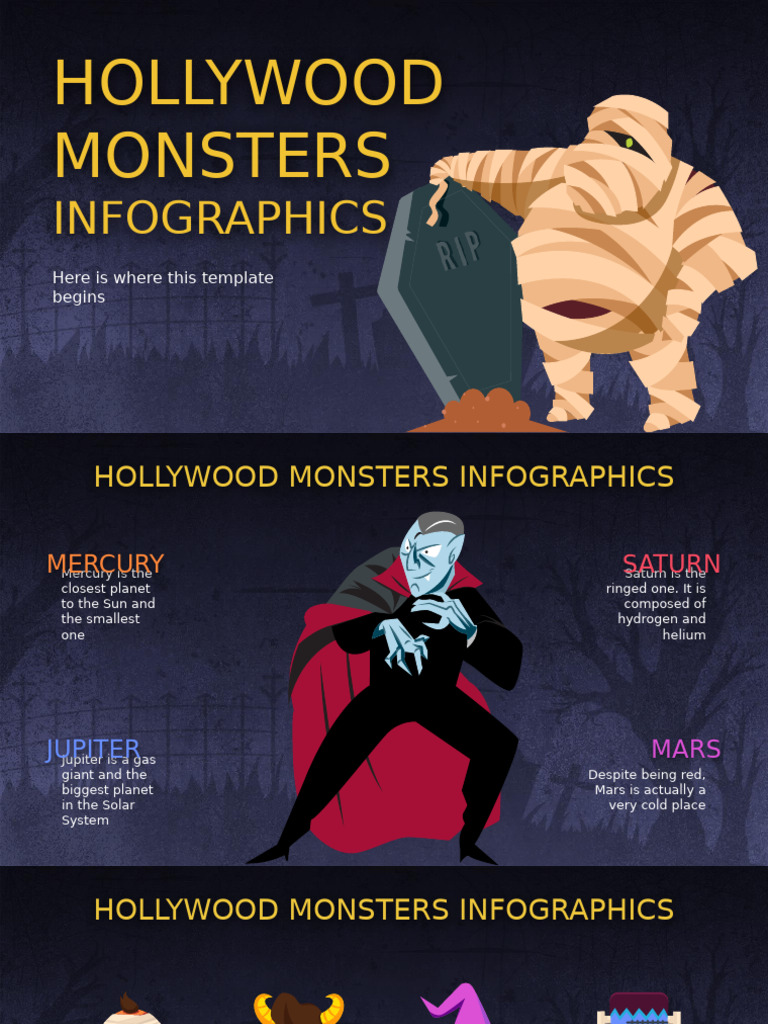 Hollywood Monsters Infographics by Slidesgo | PDF | Planets | Planets In Astrology