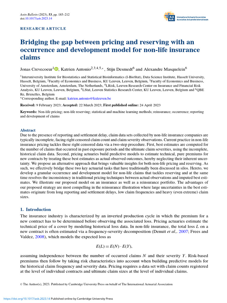 Bridging The Gap Between Pricing and Reserving With An Occurrence and ...