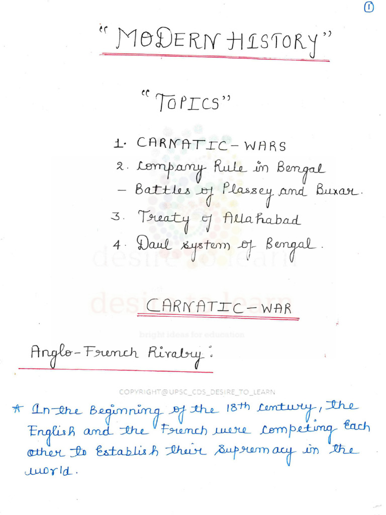 DTL Modern History Handwritten Notes | PDF