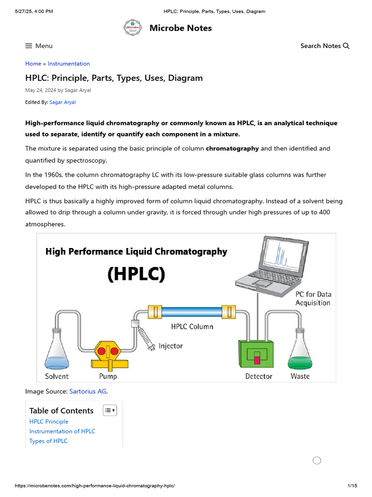 HPLC: Principles and Instrumentation | PDF | High Performance Liquid ...