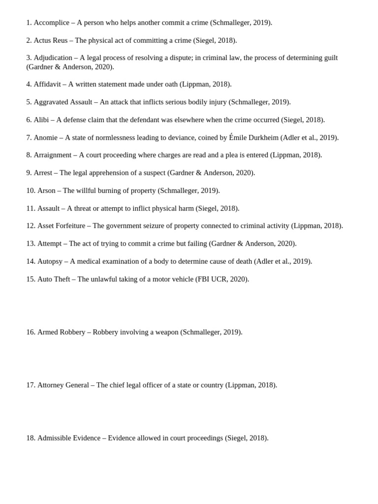 1000 Definition of Terms Intro To Crim | PDF | Crimes | Crime & Violence
