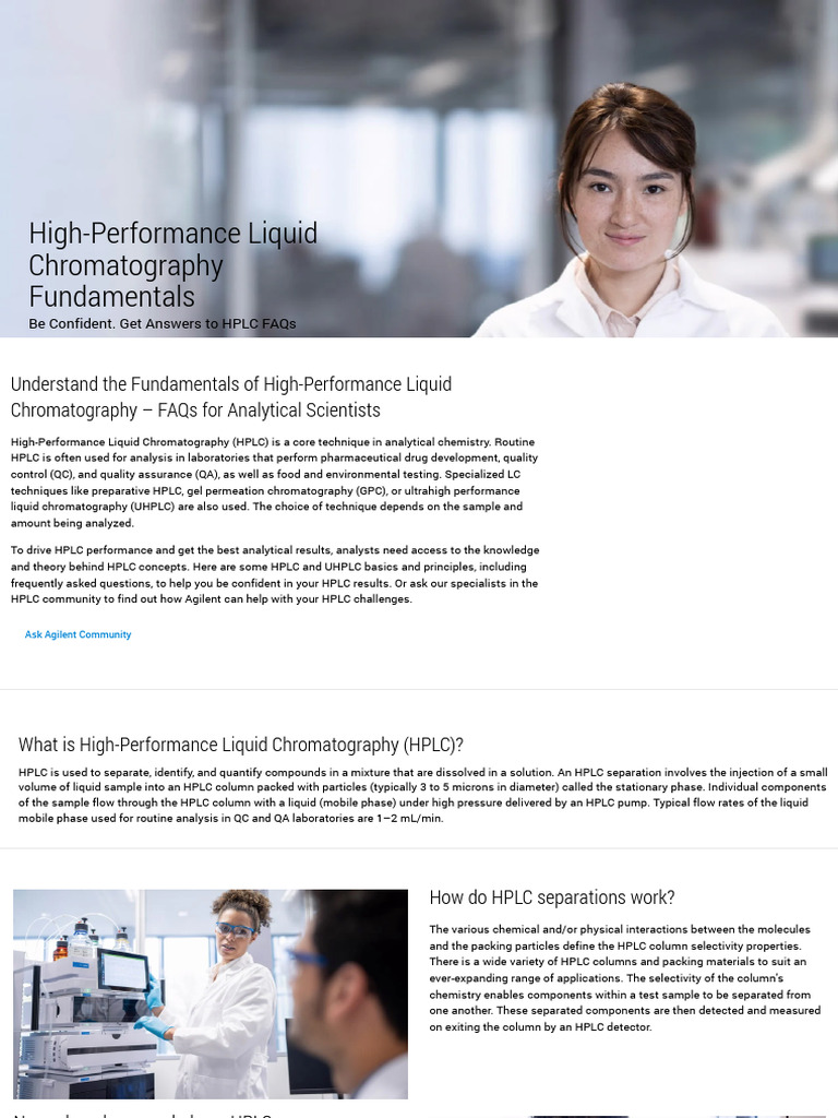 What Is High-Performance Liquid Chromatography (HPLC) - Agilent | PDF ...