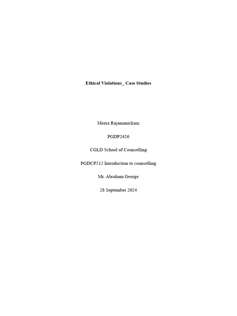 Ethical Violations - Case Studies - MR | PDF | American Psychological ...
