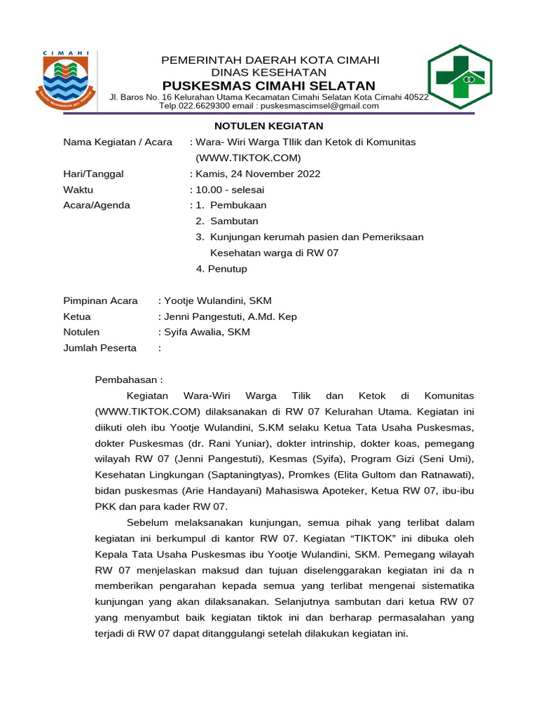 Contoh Notulen | PDF