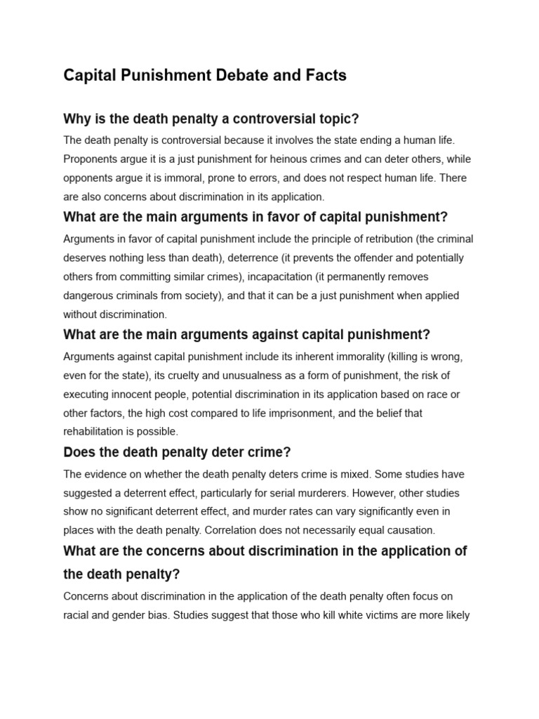 Capital Punishment Debate and Facts | PDF | Punishments | Capital ...