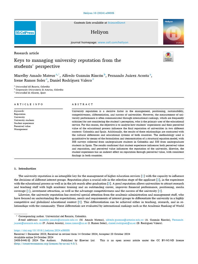 Keys To Managing University Reputation From The Students' Perspective ...