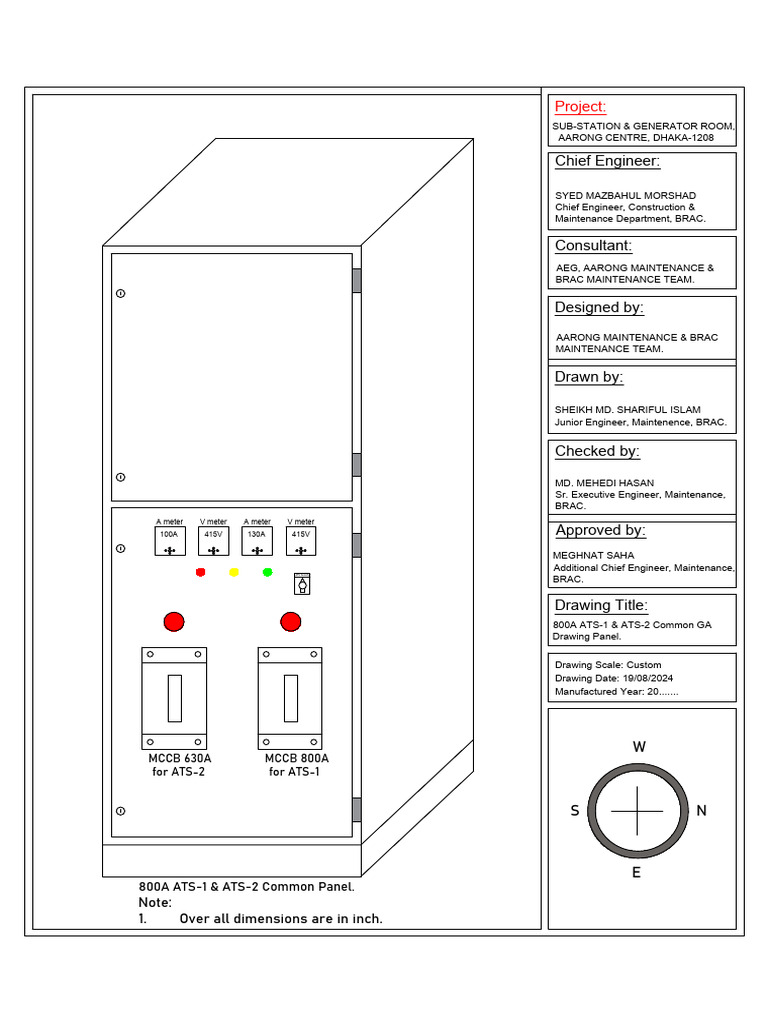 800A ATS Common Panel GA Drawing | PDF
