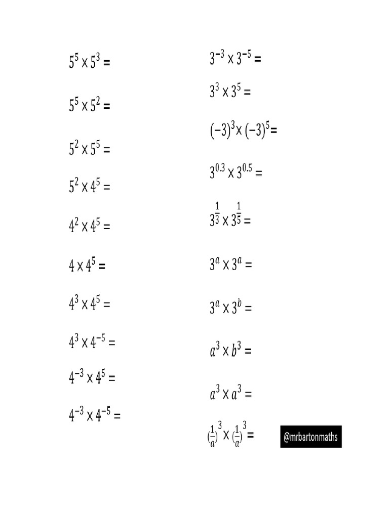 Form 2 Law of Indices Term 1 | PDF