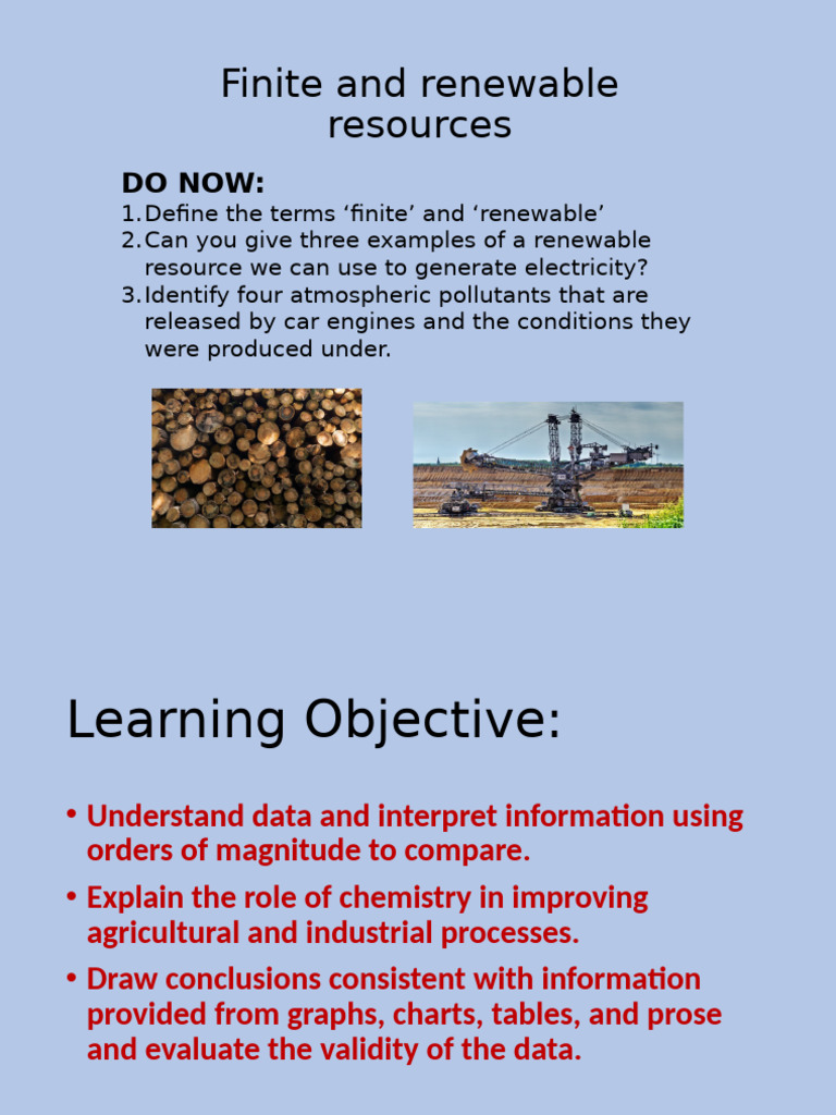 L1 Finite Renewable Resources Year 11 | PDF | Biodiesel | Biofuel