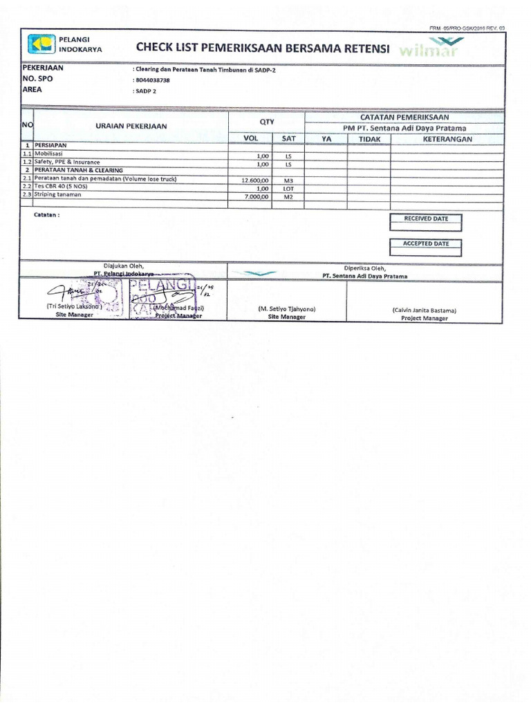 Checklist Bersama Retensi - 8044038738 | PDF