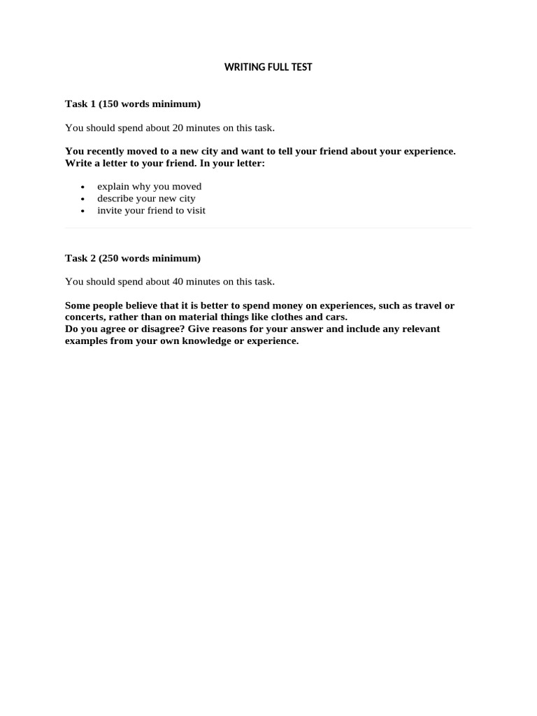 Writing Full Test | PDF
