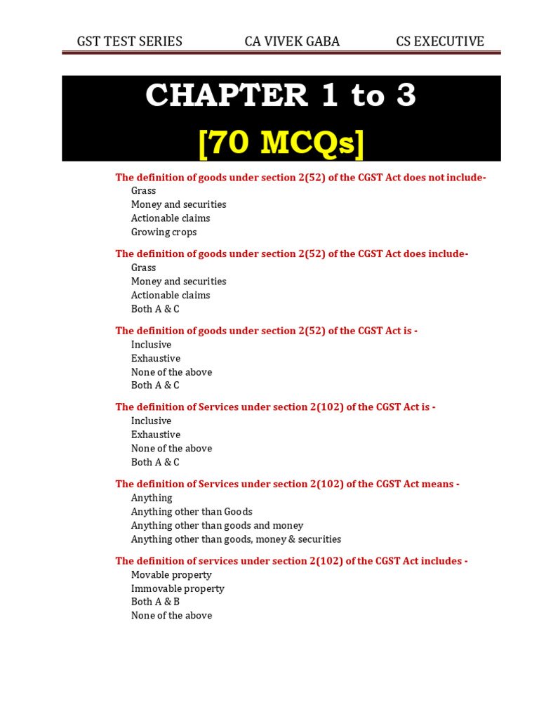 Gst Mcq's Scanner by CA Vivek Gaba | PDF | Excise | Taxation