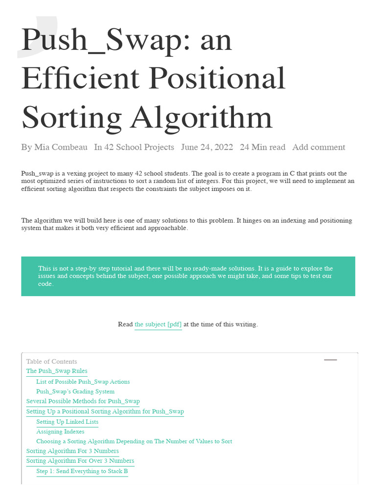 Push_Swap__an_Efficient_Positional_Sorting_Algorithm_-_Mia_Combeau | PDF | Computer Science ...
