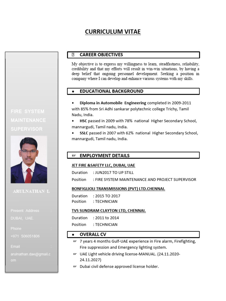 Fire System Maintenance Supervisor CV | PDF | Firefighting | Fires