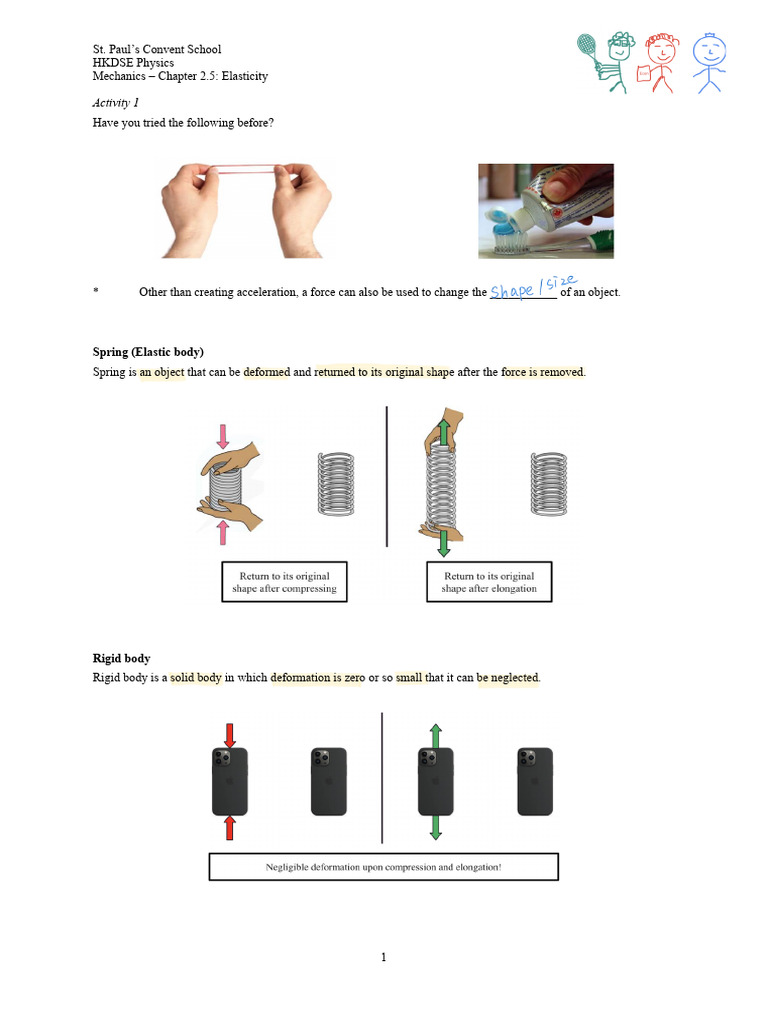 HKDSE Physics - Mechanics - Chapter 2.5 Elasticity | PDF | Elasticity (Physics) | Deformation ...