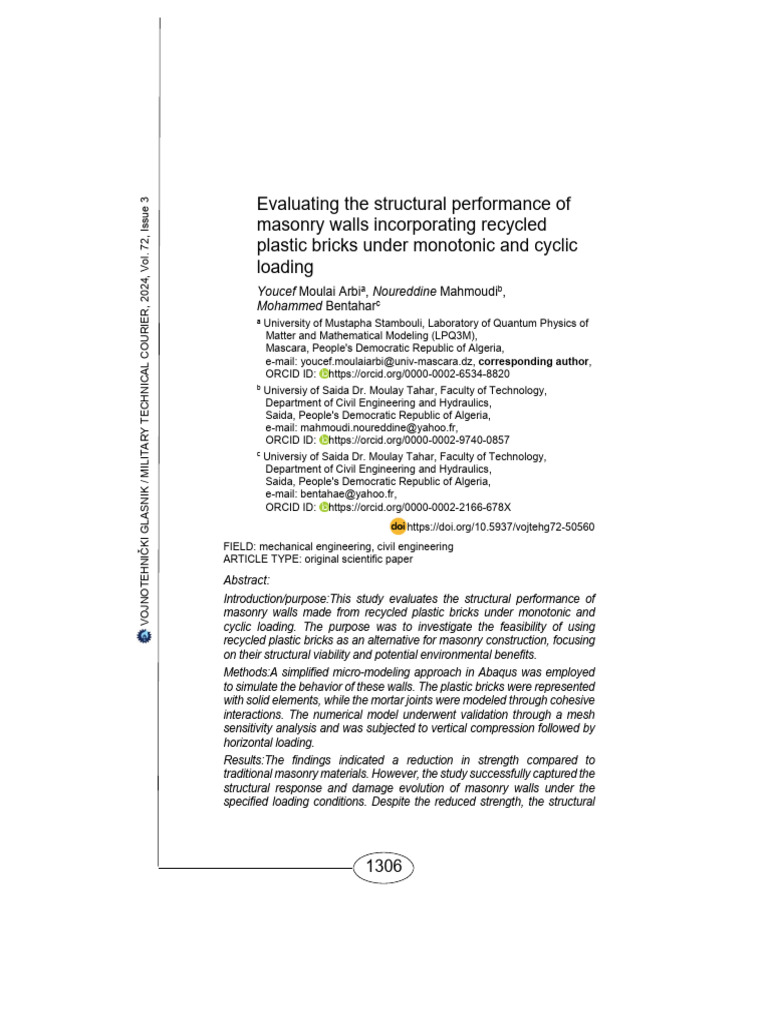 Evaluating The Structural Performance of Masonry Walls Incorporating ...