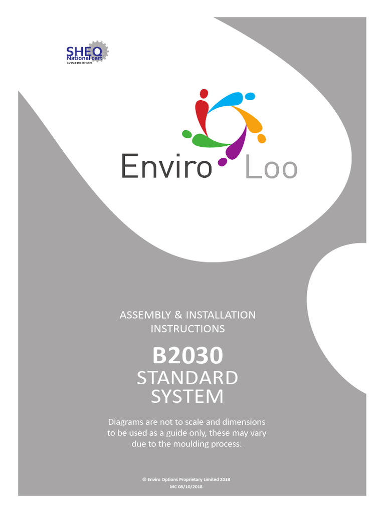 Enviro Loo - Bulk Model B2030 - Installation Manual | PDF | Screw | Nut (Hardware)