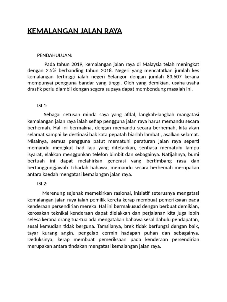 Langkah Mengatasi Kemalangan Jalan Raya | PDF
