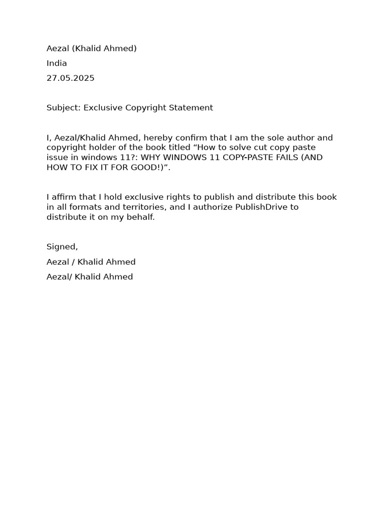 Exclusive Copyright Statement (ECS) | PDF