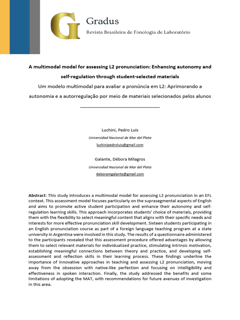 A Multimodal Model For Assessing L2 | PDF | Educational Assessment ...