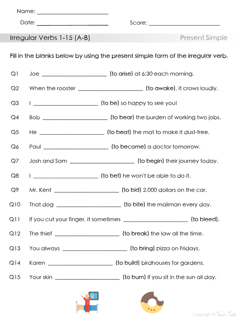 Present Simple Fill-in-the-Blanks - Irregular Verbs | PDF