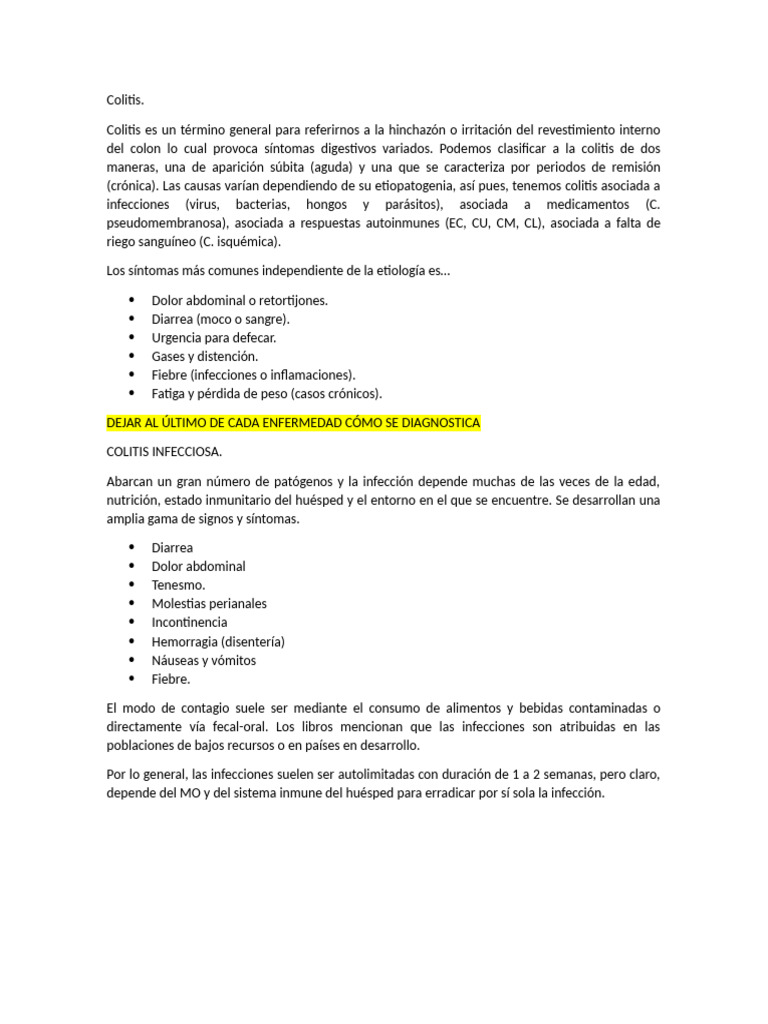 Colitis | PDF | Colitis ulcerosa | Enfermedad de Crohn