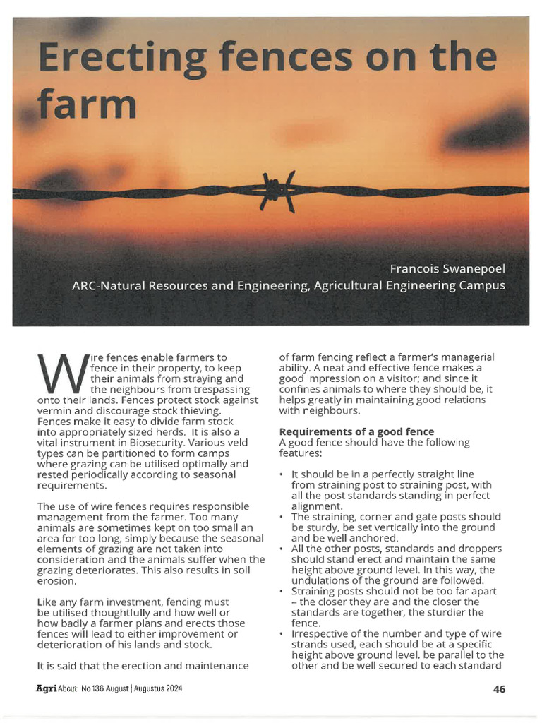 Erecting Fences On The Farm | PDF